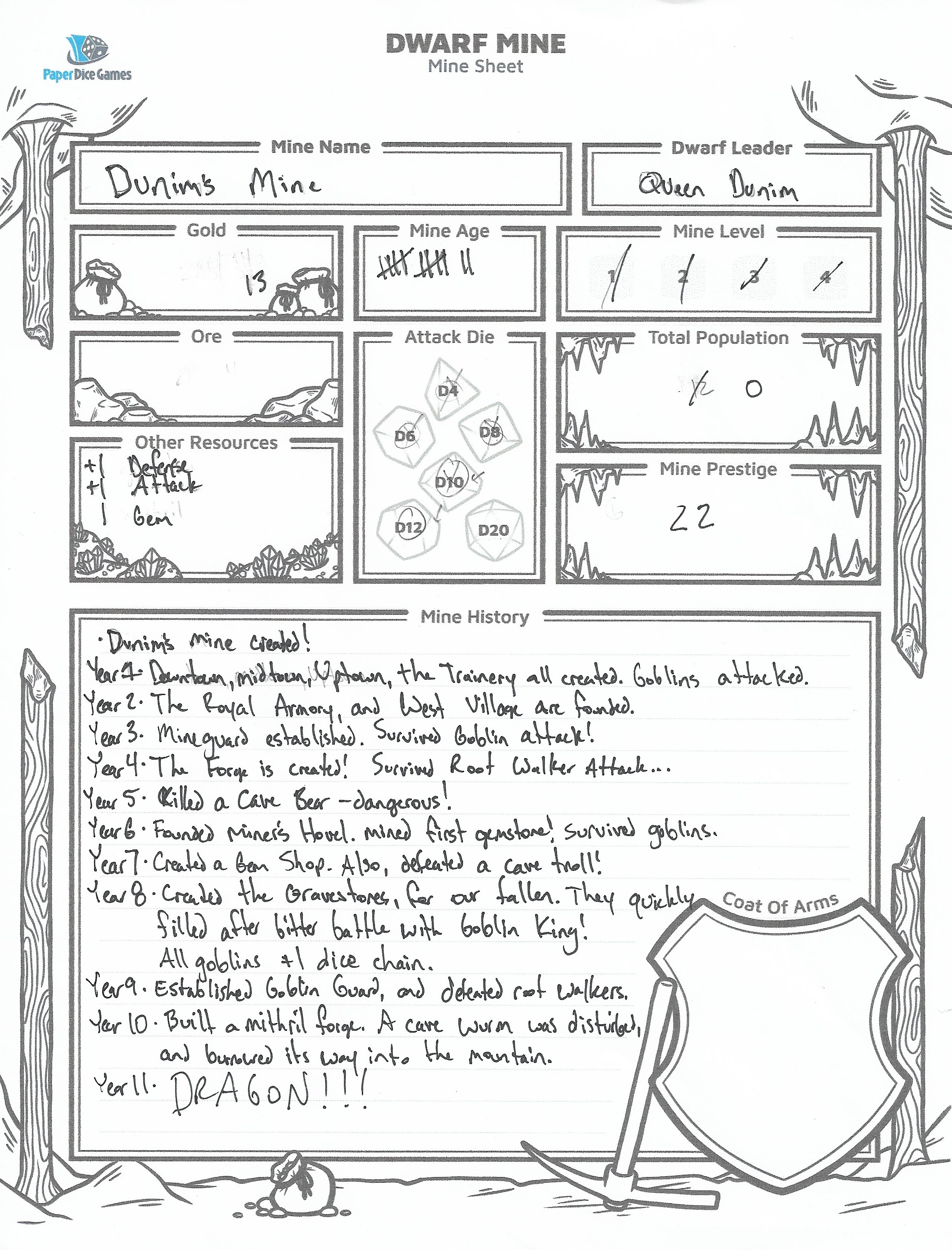 Introducing Dwarf Mine – Paper Dice Games